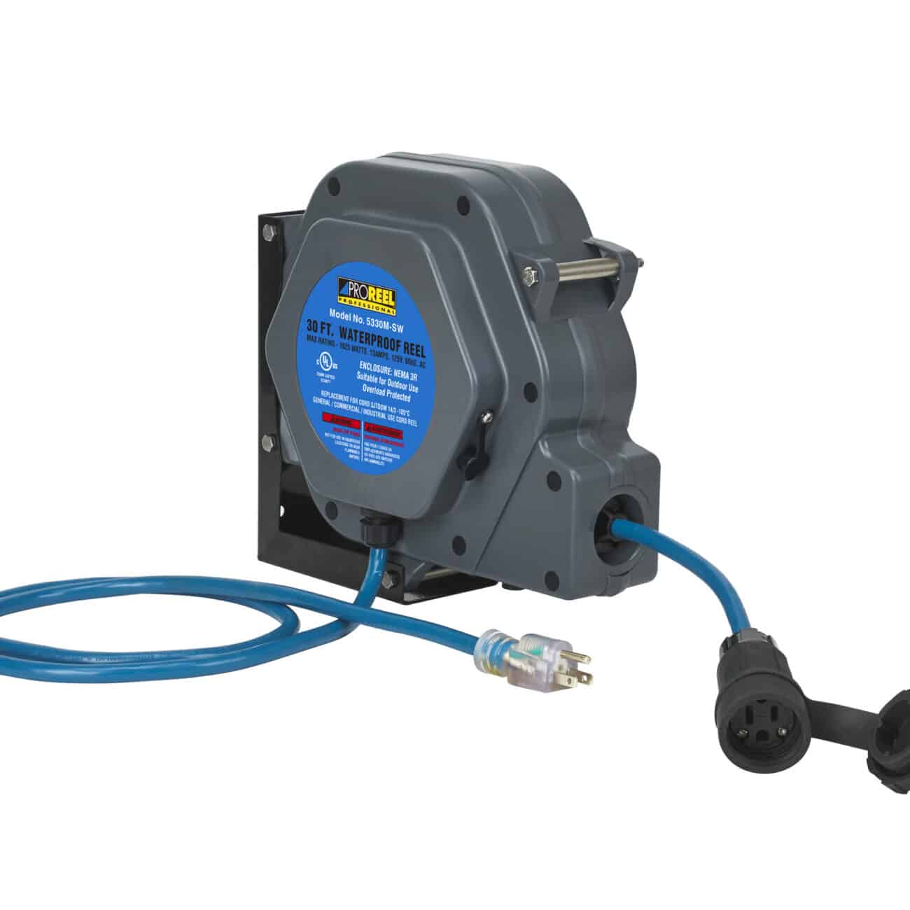 30' Indoor/Outdoor Retractable Extension Cord Reel - 5330M-SW